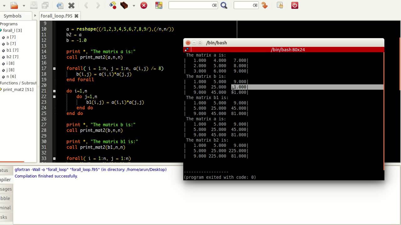 Advanced Fortran Programming : 008 : Forall statement and comparison with do loop
