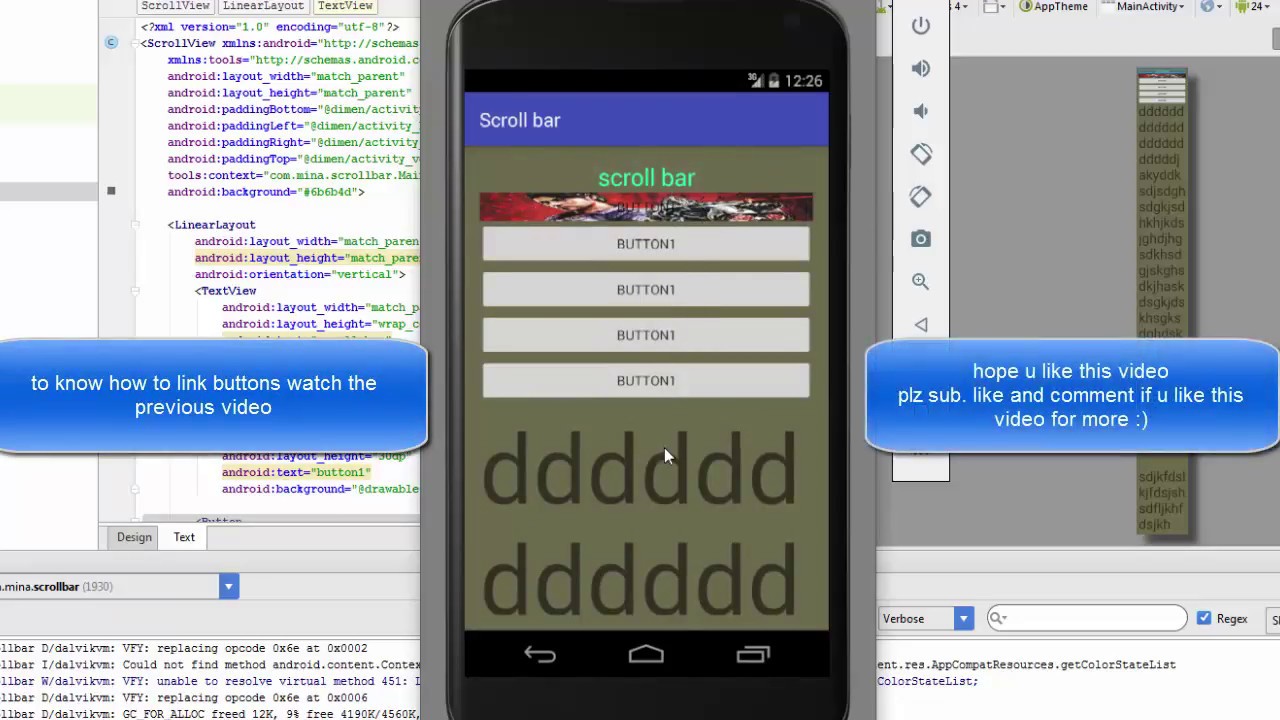 how to add scrollbar in android studio sdk