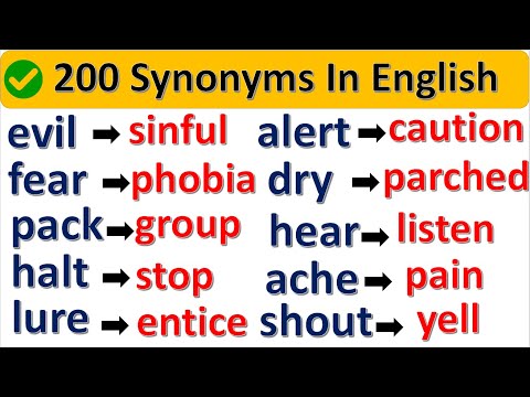 SYNONYMS: Learn 200 Important Synonym Words in English To improve Your English Vocabulary