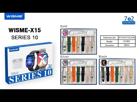 WISME-X15 SMART WATCH SERIES'10 WITH AIRPODS & SEVEN 7 STRAP BAND WIRELESS CHARGING