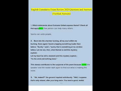 English Cumulative Exam Review 2023 Questions and Answers Verified Answers
