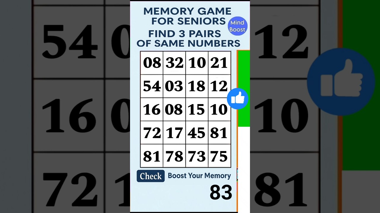 Fun Brain Game for Seniors: Match the Numbers #braintraining