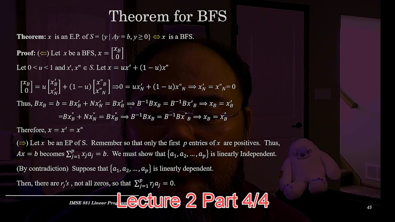 IMSE881 Lecture 2 Part 4 - Theory of Basic Feasible Solution