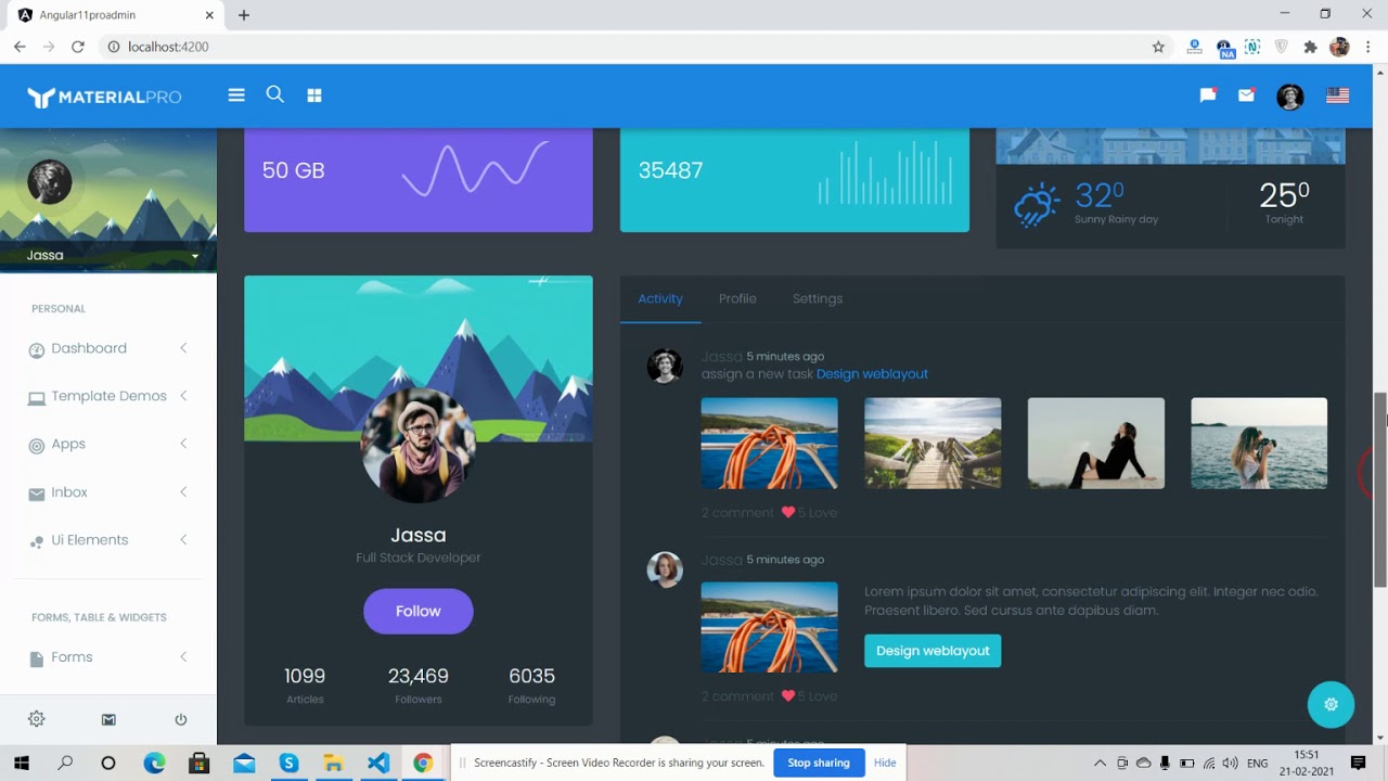 Angular 11 Bootstrap MaterialPro ERP Management Dashboard Template