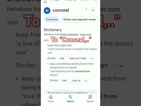 Concealed: Definition and Synonyms. "To keep,.." #wordmeaning #definitions #dictionary #literacy