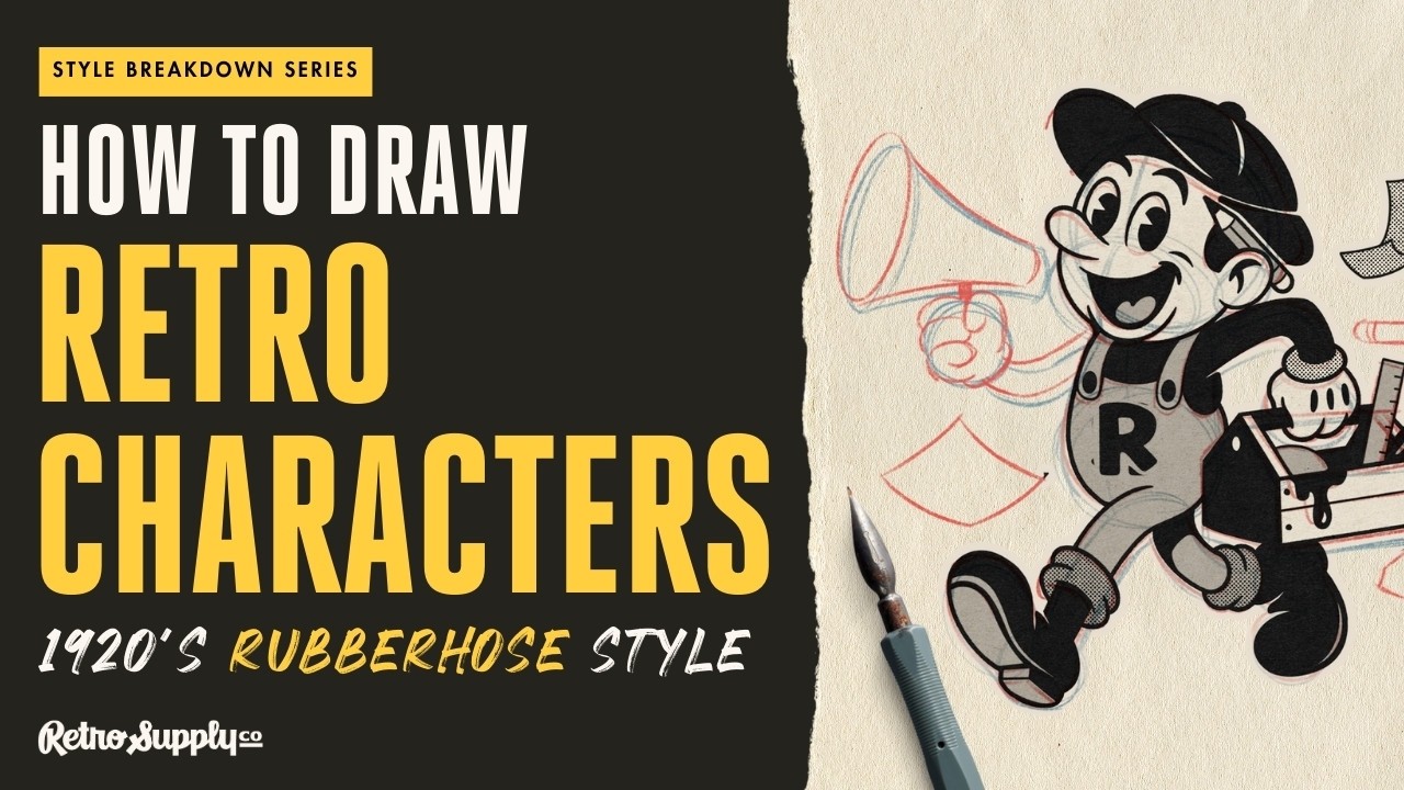 How to Draw Retro Cartoon Characters | 1920s Rubber Hose Art Style Tutorial