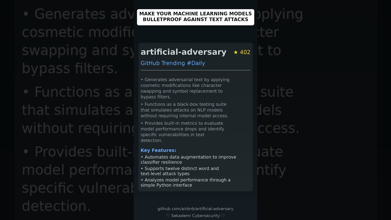 GitHub Trending Repositories: airbnb/artificial-adversary 🇬🇧
