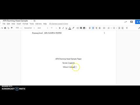APA Running Head and Title Page using Google Docs