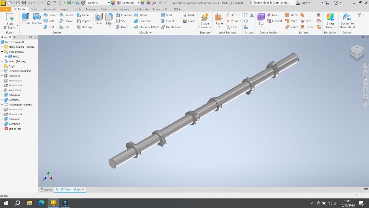 Inventor Tutorial V6 Engine : Camshaft [Part 15]