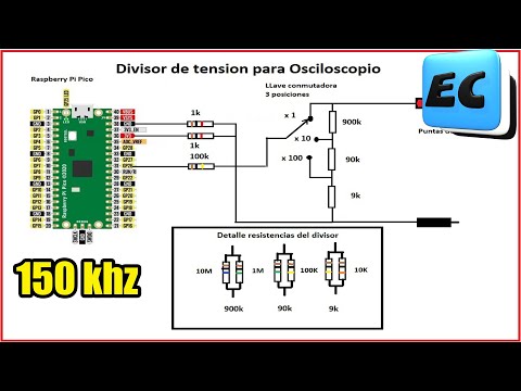 OSCILOSCOPIO casero con RASPBERRY PI PICO hasta 150khz y mide DC