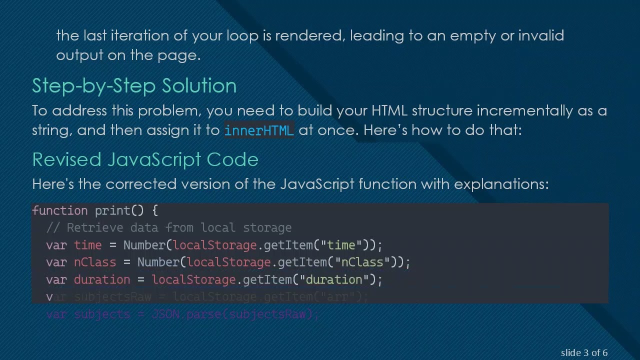 How to Correctly Print a Table in HTML Using JavaScript