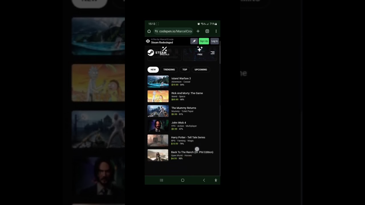 🚀 Redesigned Steam layout! See it on GitHub/Codepen. #Coding #Design