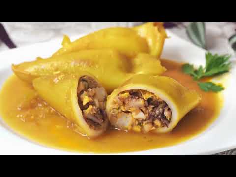 CALAMARES RELLENOS de Gambas en salsa ¡Un espectáculo!
