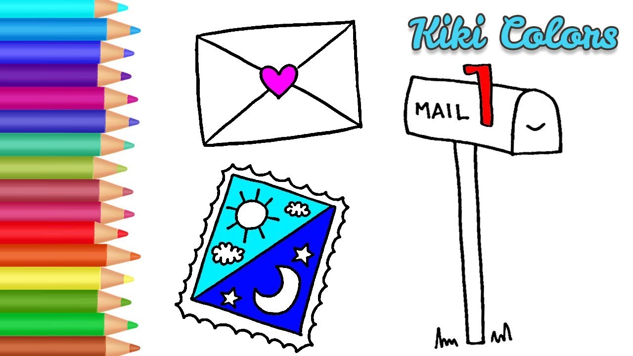 How to Color Post Office Supplies | Drawing for Kids and Toddlers Coloring Page Video