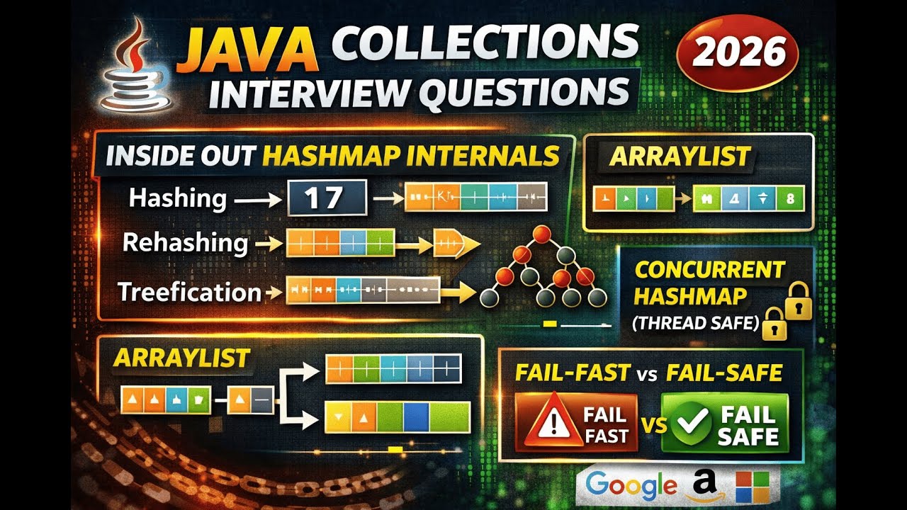 Java Collection Interview Questions | HashMap Internals, Hashing, Rehashing & Collisions