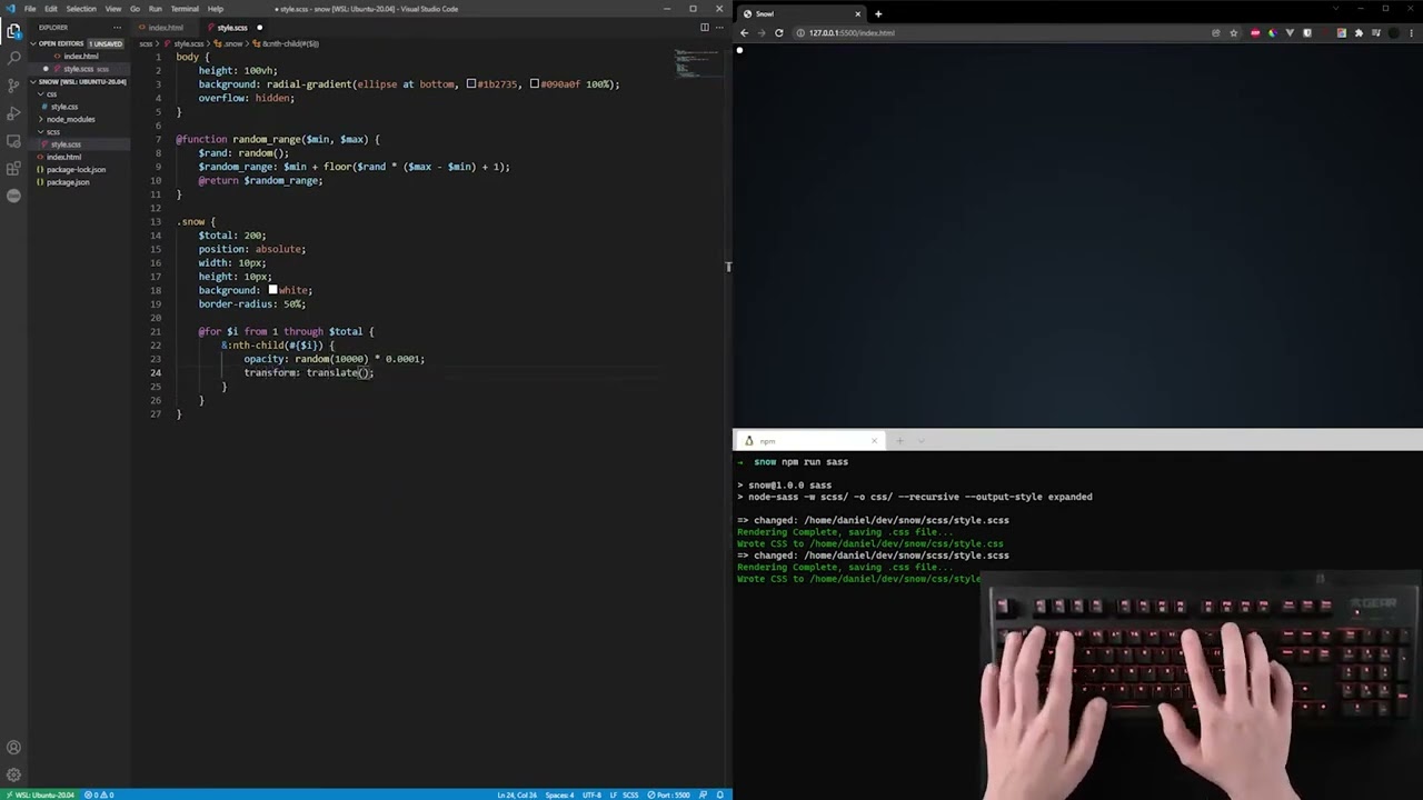 ASMR Coding - Snow Effect (CSS & HTML Only) No Talking