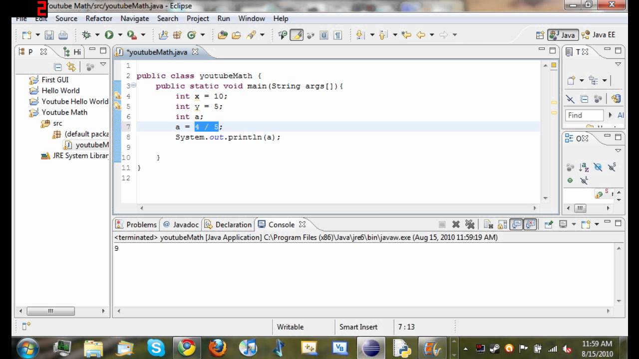 Java Tutorial 3 - Beginning Math Operators