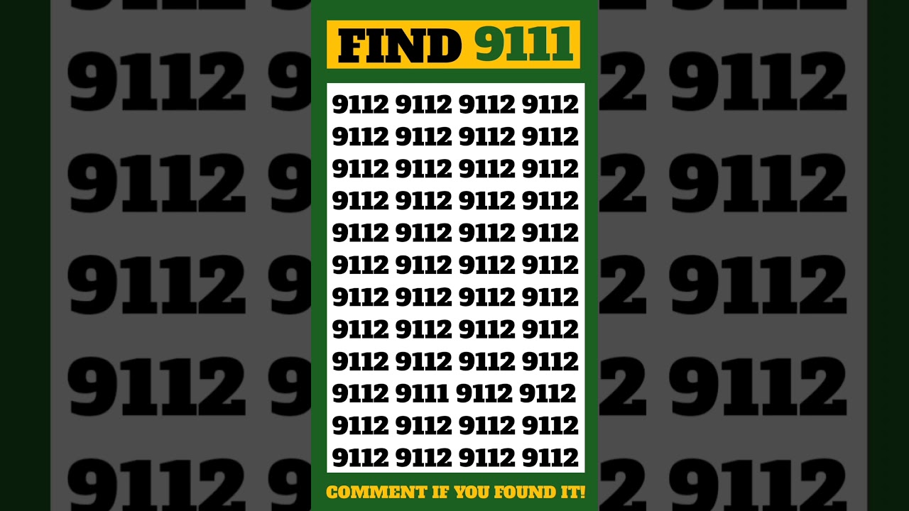🧩 9111 Is Lost in This 9112 Grid — Find It#shorts #spot9111 #digitsearch #visualchallenge #IQspot