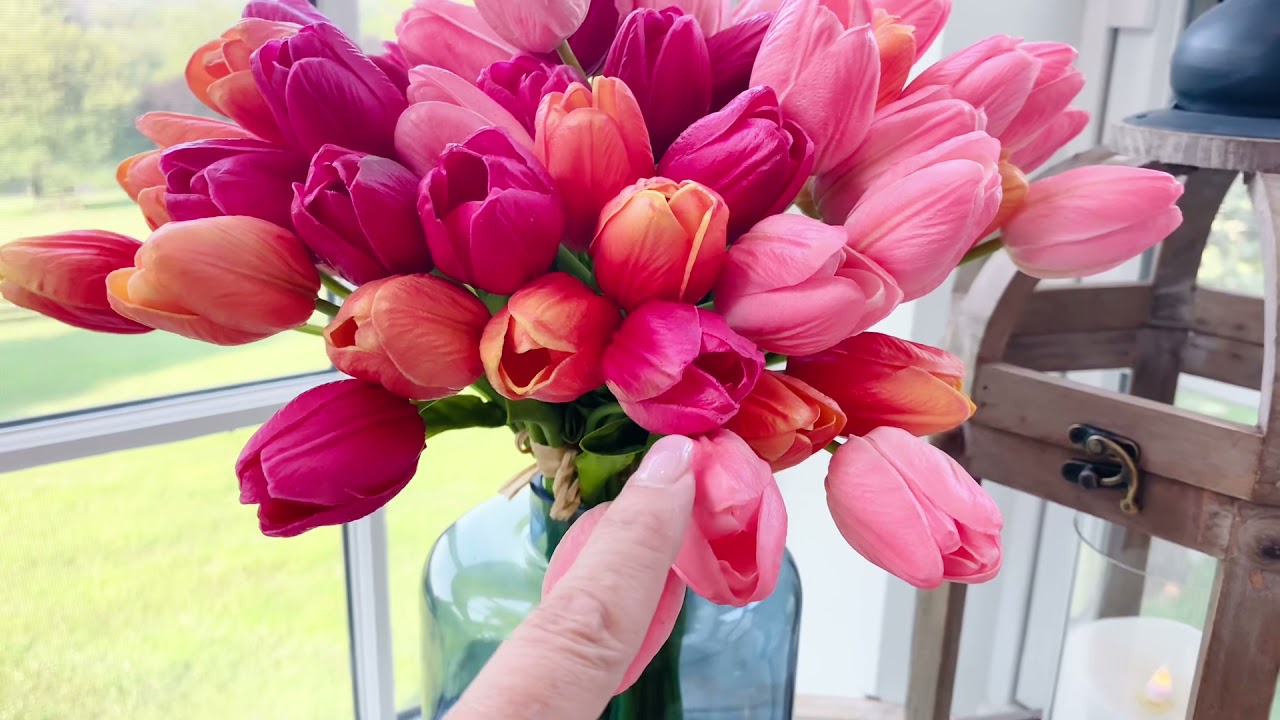 Orange and Pink 15” Real Touch Tulip Bundles