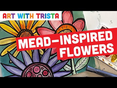 Watercolor Spring Flowers Painting Inspired by Robin Mead Elementary Art Tutorial - Art With Trista