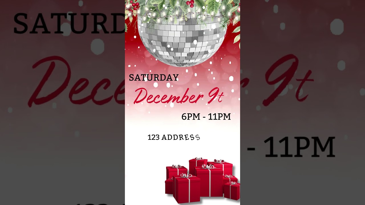 Christmas Disco Holiday Party Video Invitation