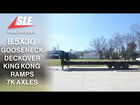 8.5x30 IBeam Gooseneck Deckover Trailer (2) 7K Axles King Kong Ramps