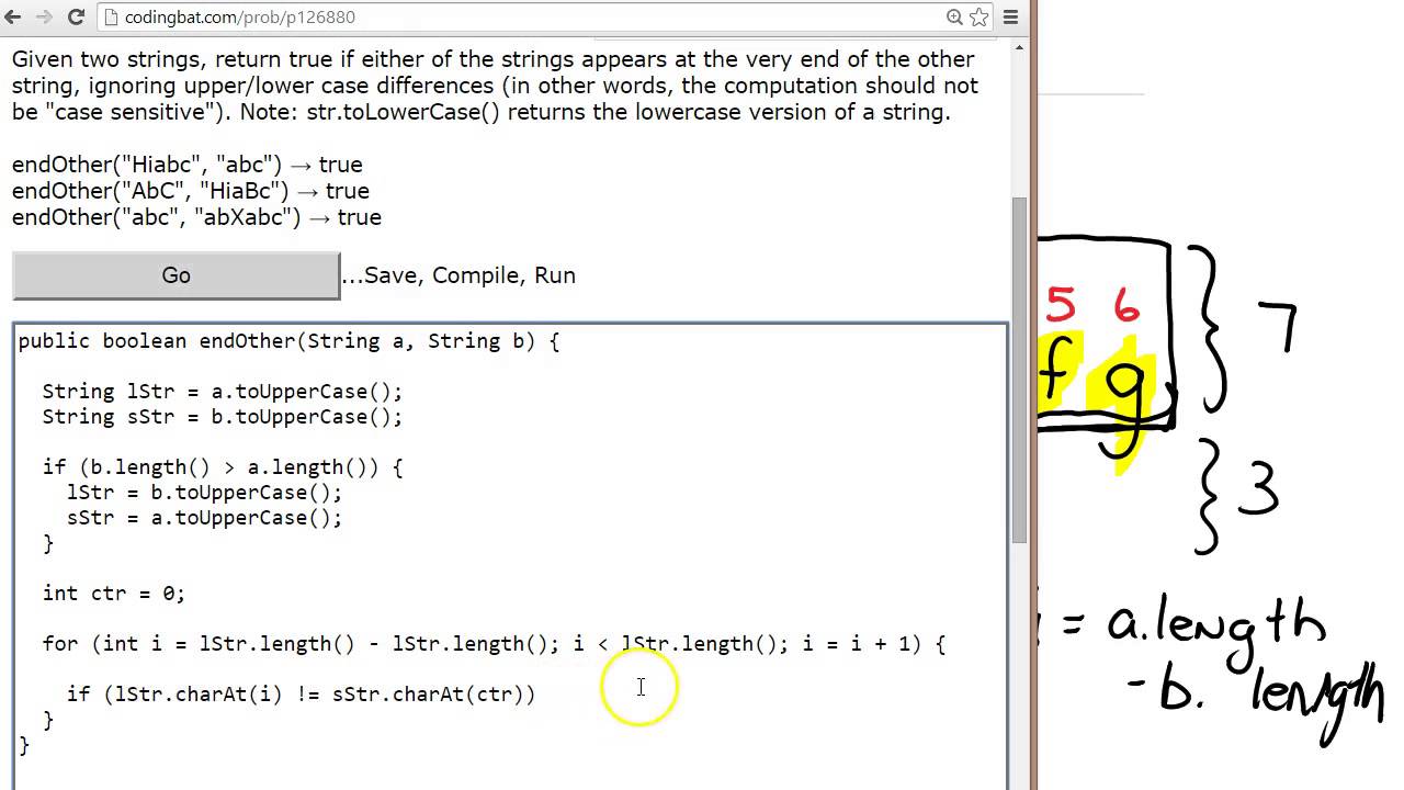 CodingBat Solution: Strings 2 endOther