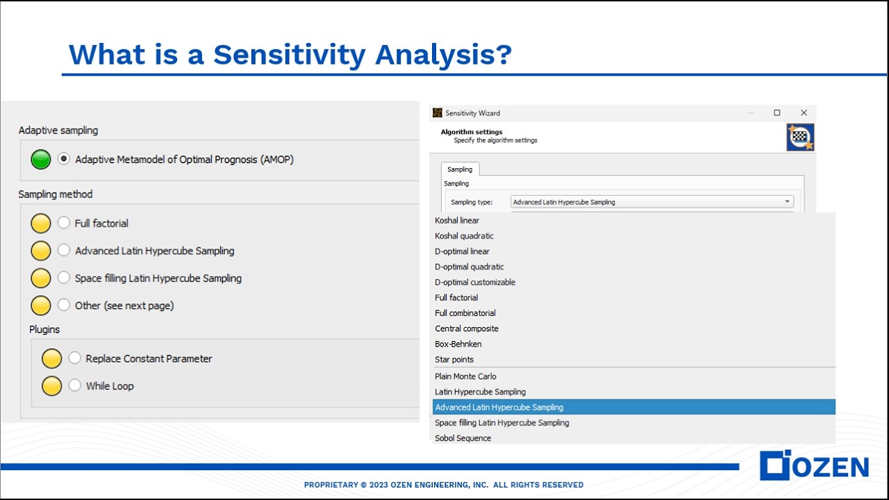 Understanding Sensitivity Analysis and Sampling Methods in optiSLang