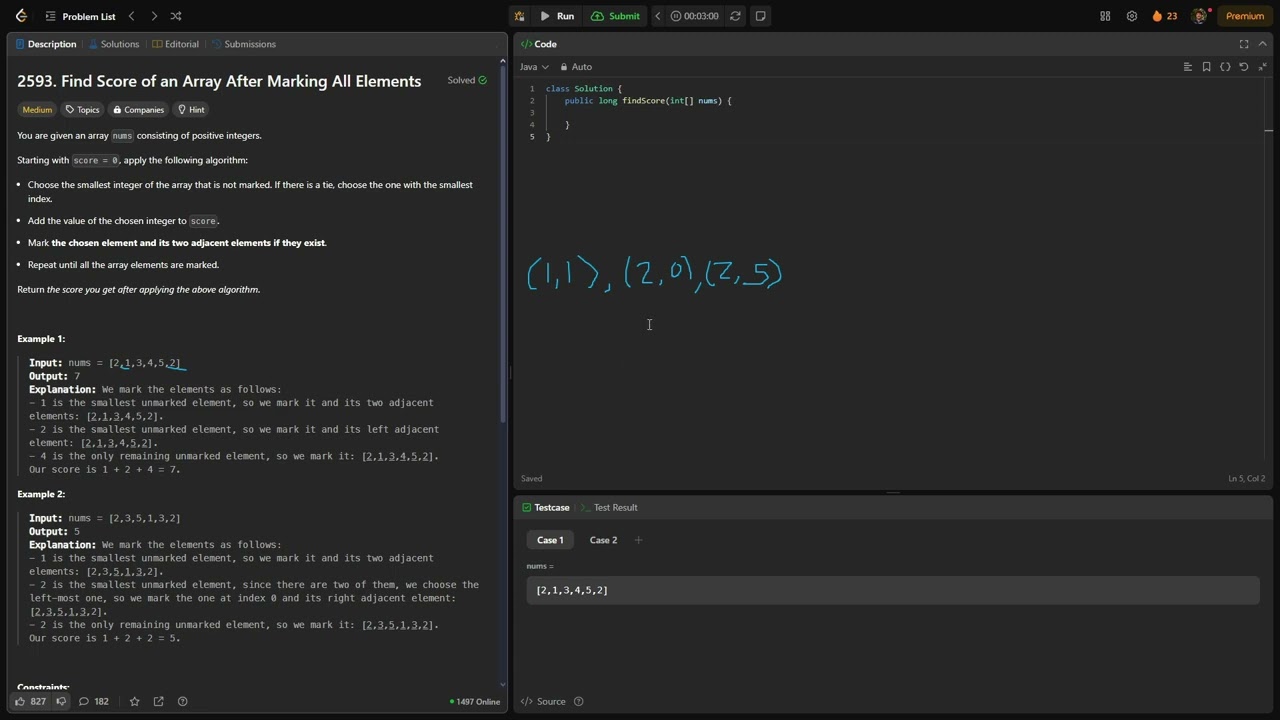 LeetCode 2593: Find Score of an Array After Marking All Elements JAVA SOLUTION