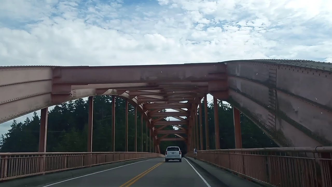 Driving Rainbow Bridge At La Conner, Washington 