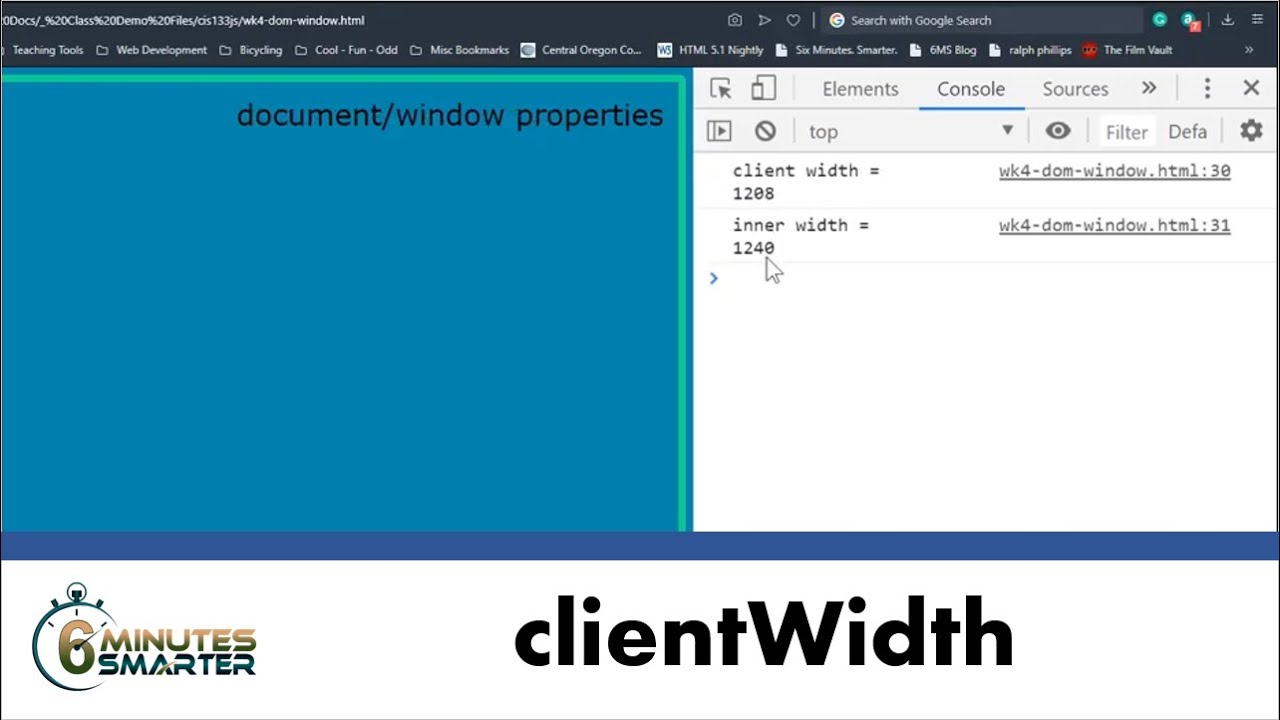 JavaScript DOM | Compare clientWidth and innerWidth