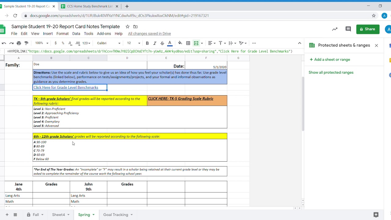 How to fill out the Report Card Template