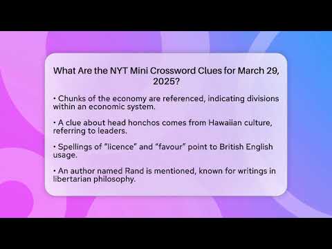 What Are the NYT Mini Crossword Clues for March 29, 2025? | The Sociology Workshop