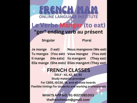 Le Verbe Manger ( to eat) au présent "ger" ending verb au présent #frenchmam#gerendingverbs#erverbs