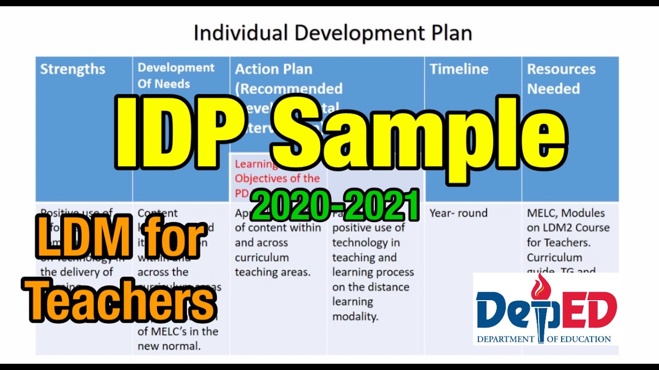 IDP - Individual Development Plan Sample for Teachers For LDM Course
