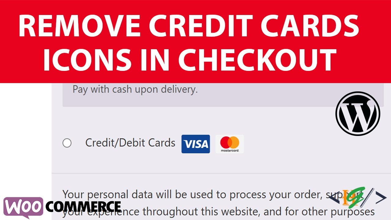 How to Remove Credit Card Icons from WooCommerce Checkout | Amex | Visa | MasterCard | Stripe