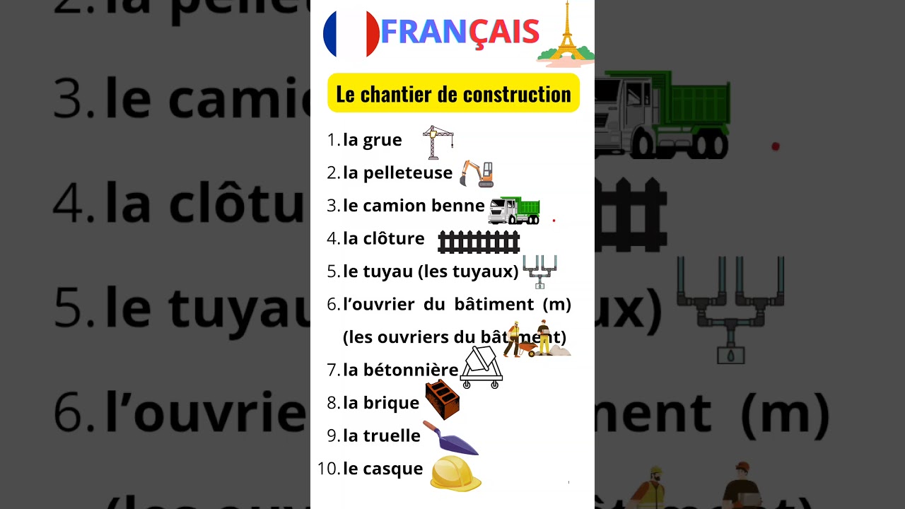 Vocabulaire - Le chantier de construction #français #vocabulaire