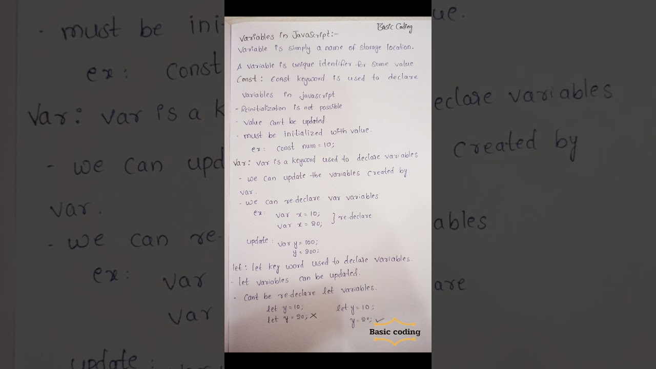 Variables in JavaScript | constant | let | var | #javascript #coding #codinglife #programming