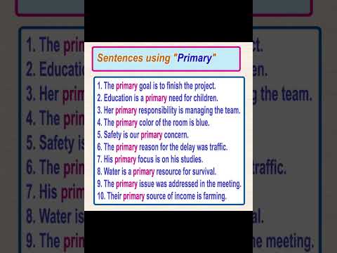Meaning of Primary and example sentences | Learn English Vocabulary #english #learn #examplesenglish