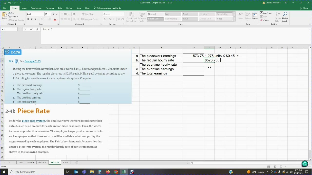 2023 Payroll - Chapter 2B Problem 2-17A