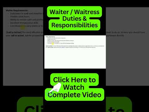 Waiter Responsibility | Duties and Responsibilities of Waiter or Waitress