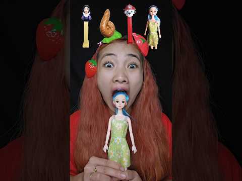 princess candy, chocolate candy, rescue dog candy, doll candy 💃🍭💩🍭🐶🍭👸 #funny #mukbanging #shorts