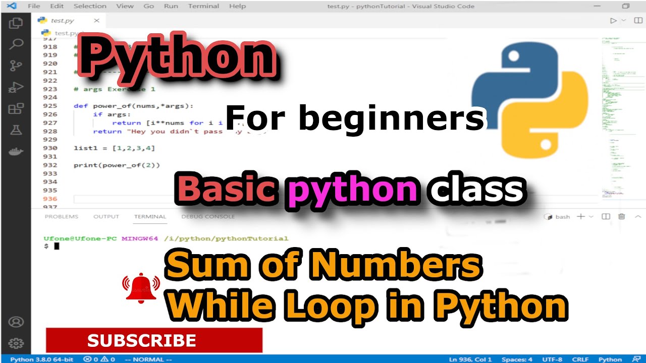 How to sum of numbers using While loop | Python Tutorial for (beginners)