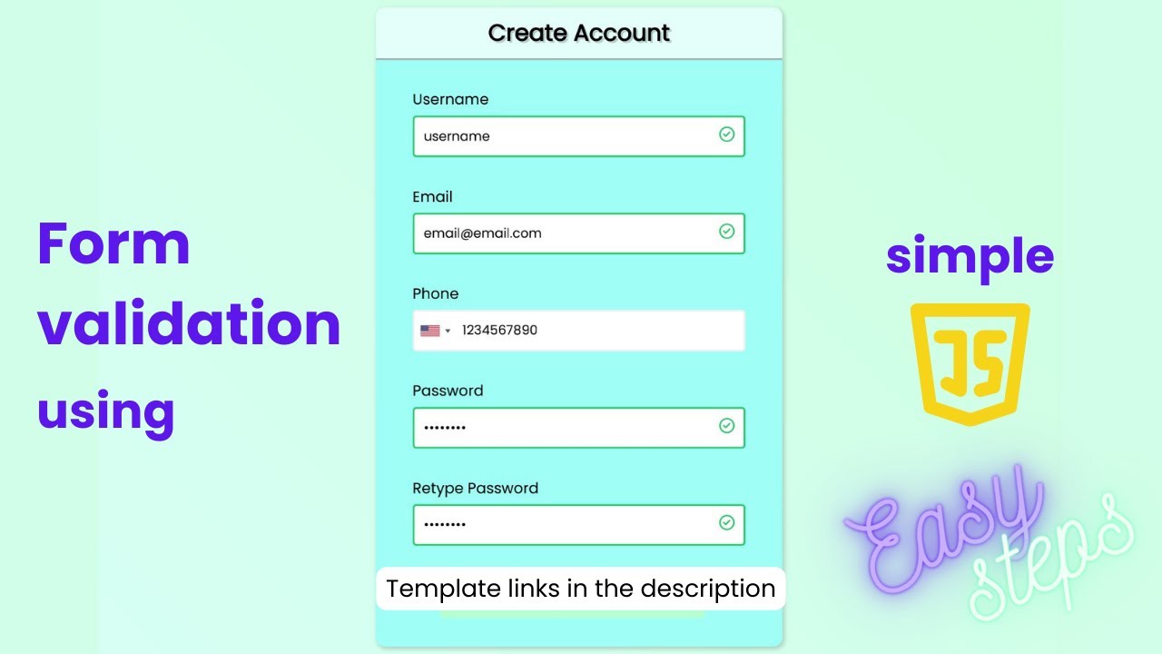 Form Validation using Simple JavaScript | Easy Steps to validate Forms | HTML, CSS & JS | Web Dev