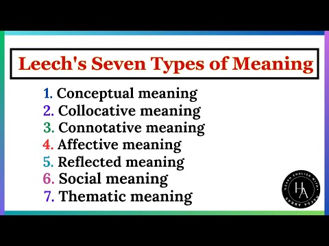 Leech's Seven Types of Meaning| Types of Meaning in Hindi/Urdu