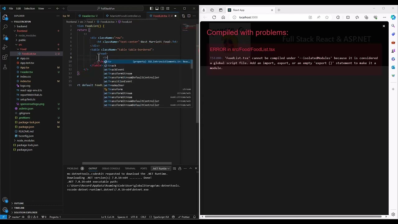 The Full Stack (React & ASP.NET) - 09 - Table Component