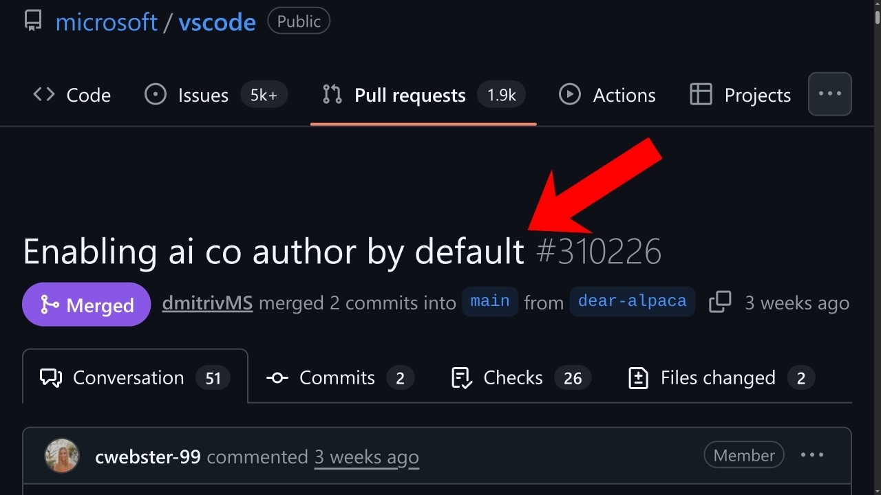 Microsoft makes ai co-author default in VS Code