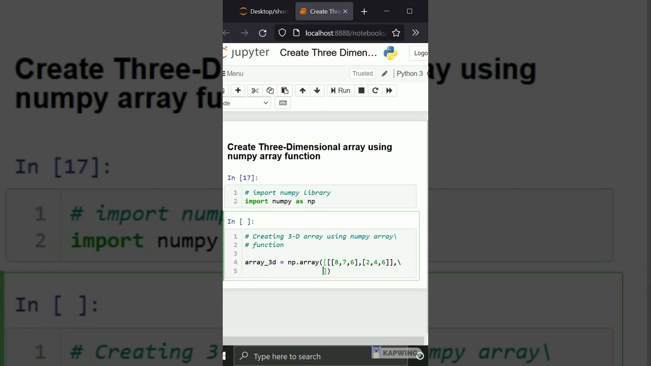Creating 3-Dimensional array using numpy array function | Codersarts