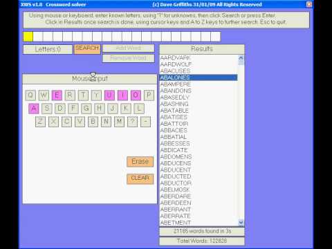 XWS Crossword Solver by Indypendantgames.co.uk