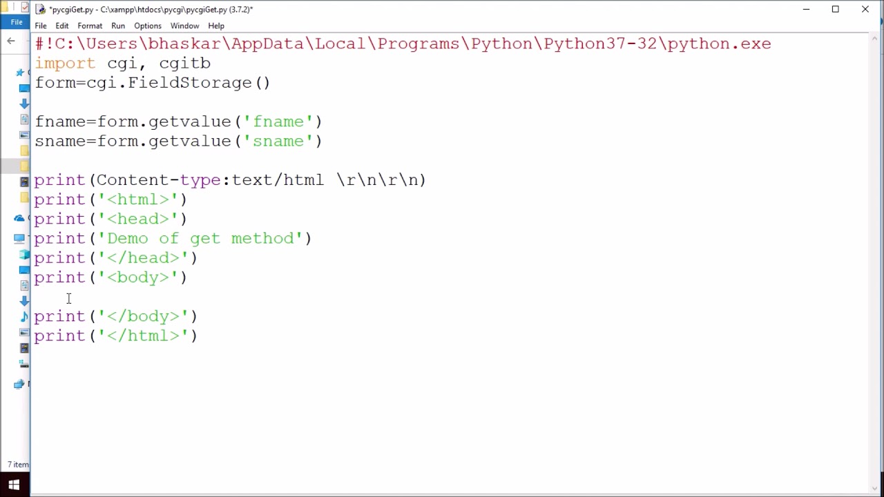 Python CGI Program 4: Use of get method in Python CGI
